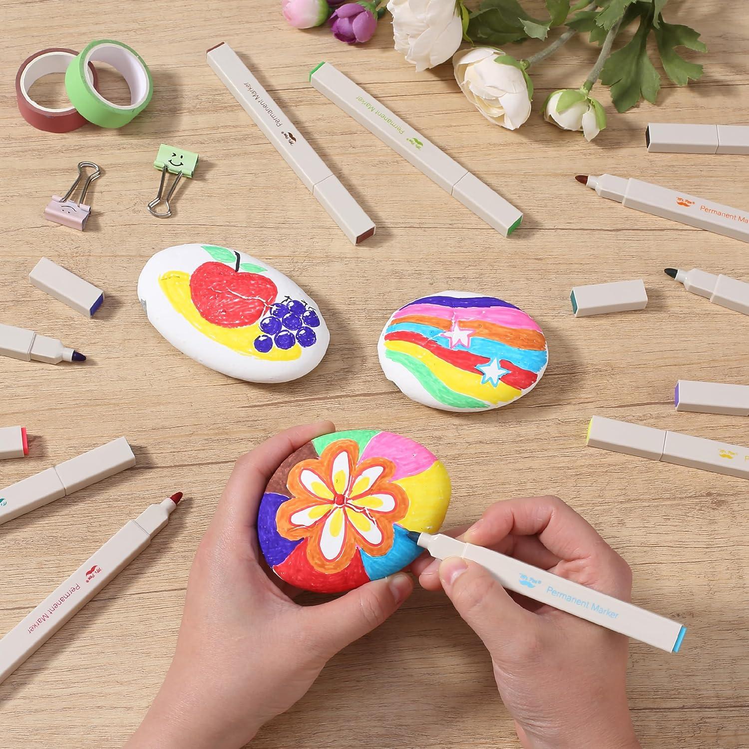 Mr. Pen- Permanent Markers, 12 Colors, Fine Point, Aesthetic Color ...