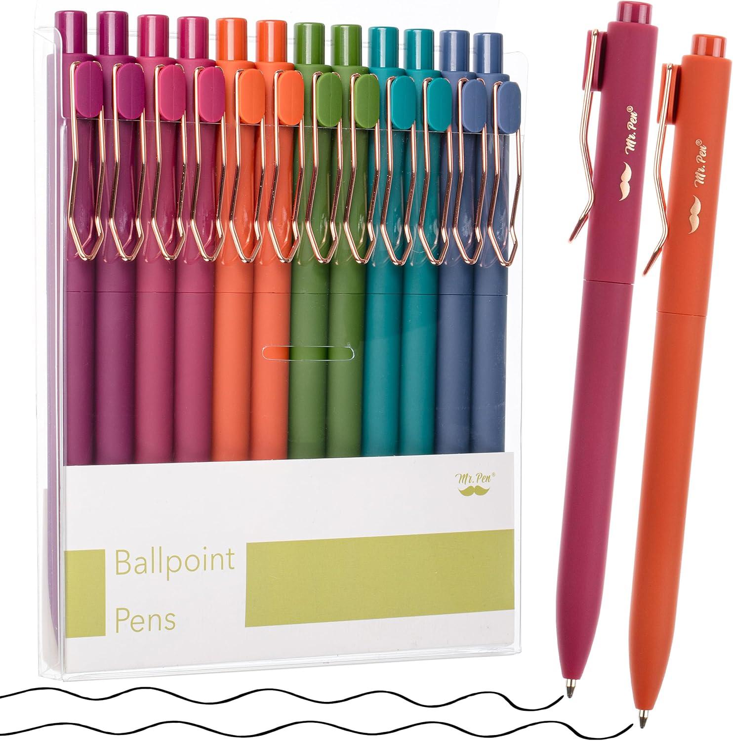 Mr. Pen- Ballpoint Pens, 12 Pack, Vintage Color Barrels, Black Ink ...