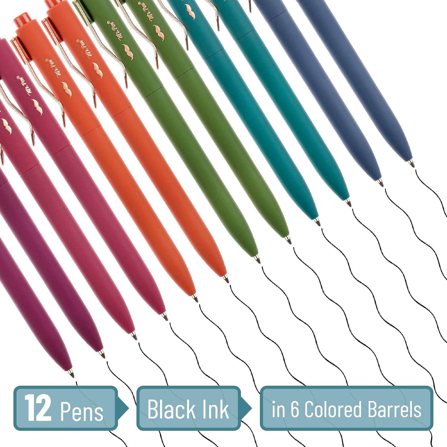 Mr. Pen- Ballpoint Pens, 12 Pack, Vintage Color Barrels, Black Ink ...