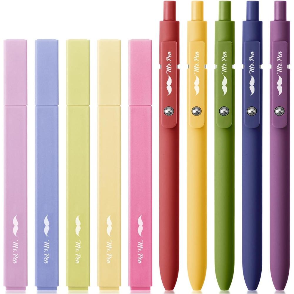 Mr. Pen Aesthetic Gel Pens & Highlighters No Bleed, 10 Pack – Morandi ...