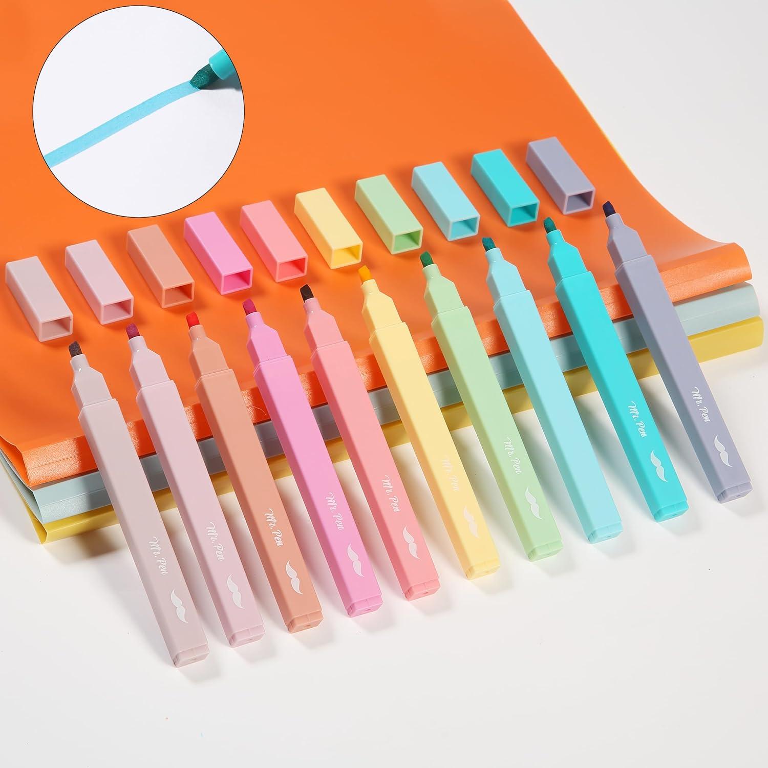 Mr. Pen- Aesthetic Highlighters, 12pcs, Chisel Tip, Vibrant Colors ...