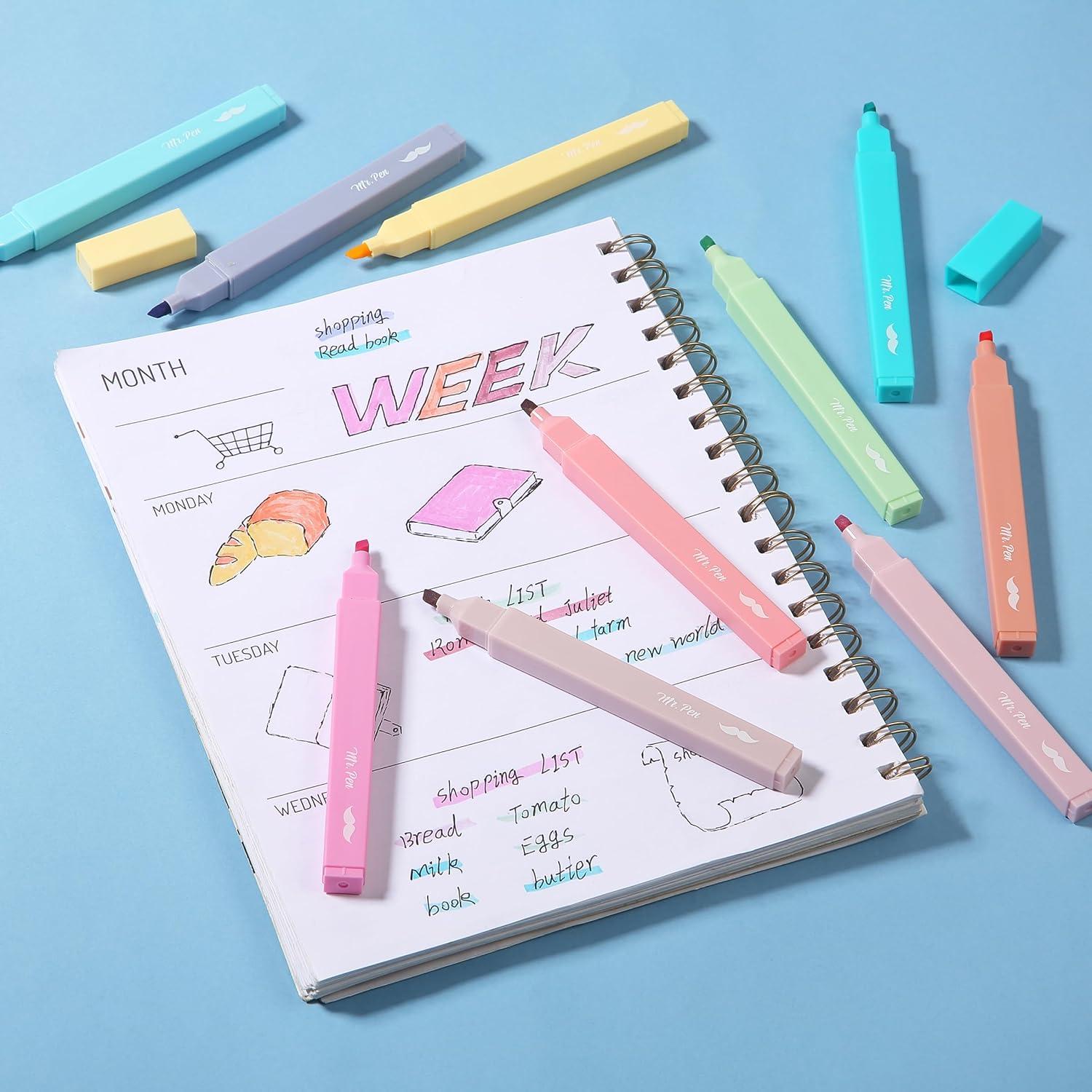 Mr. Pen- Aesthetic Highlighters, 12pcs, Chisel Tip, Vibrant Colors ...