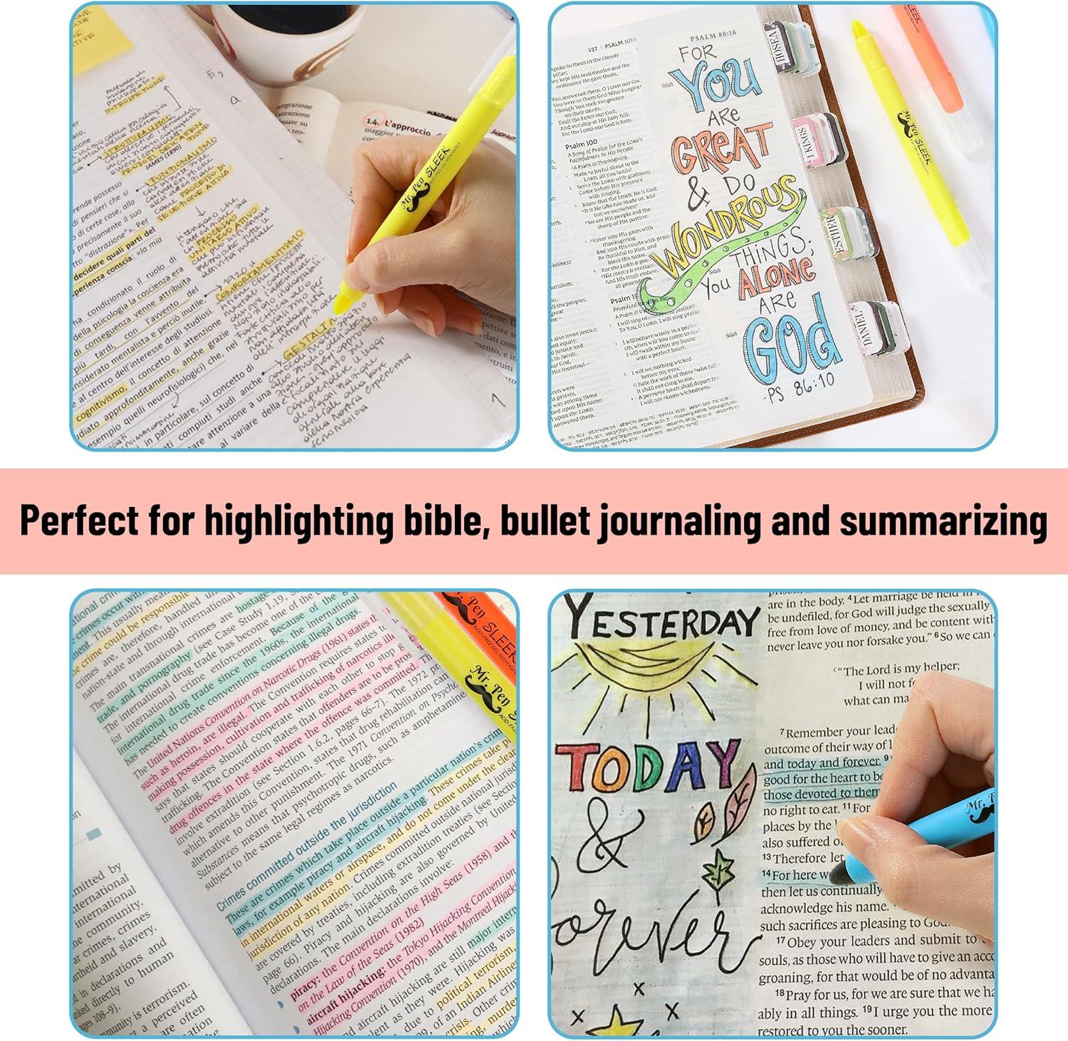 Mr. Pen- Gel Highlighters, 8 Pack, Morandi Colors, No Bleed Bible ...