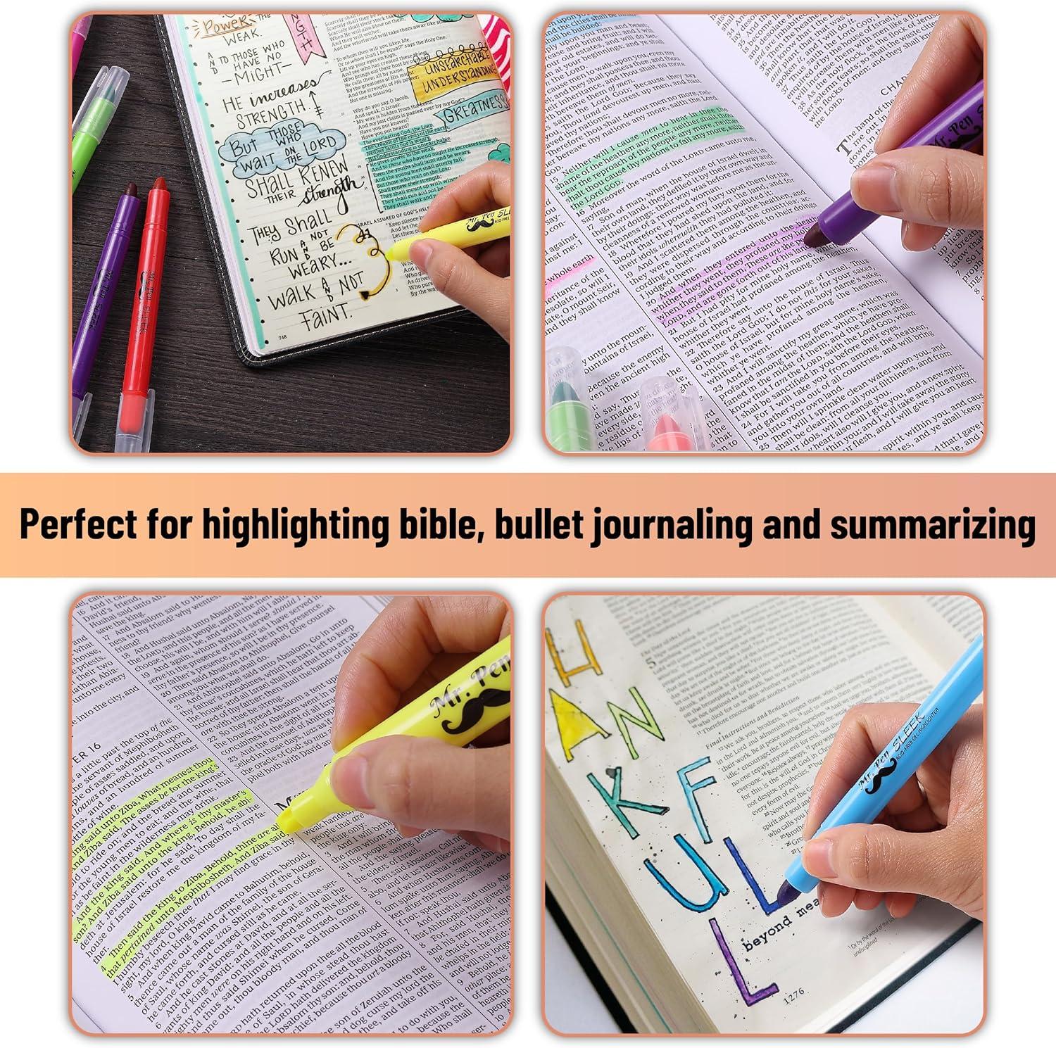 Mr. Pen- Gel Highlighters, 8 Pack, Morandi Colors, No Bleed Bible ...