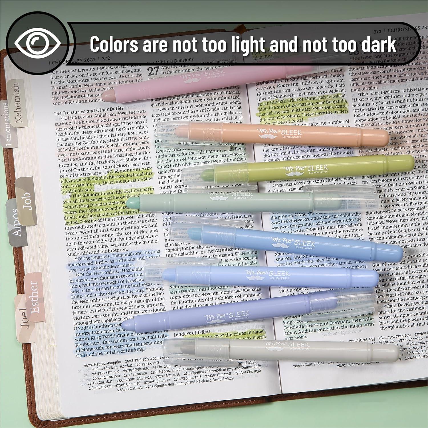 Mr. Pen- Gel Highlighters, 8 Pack, Morandi Colors, No Bleed Bible ...
