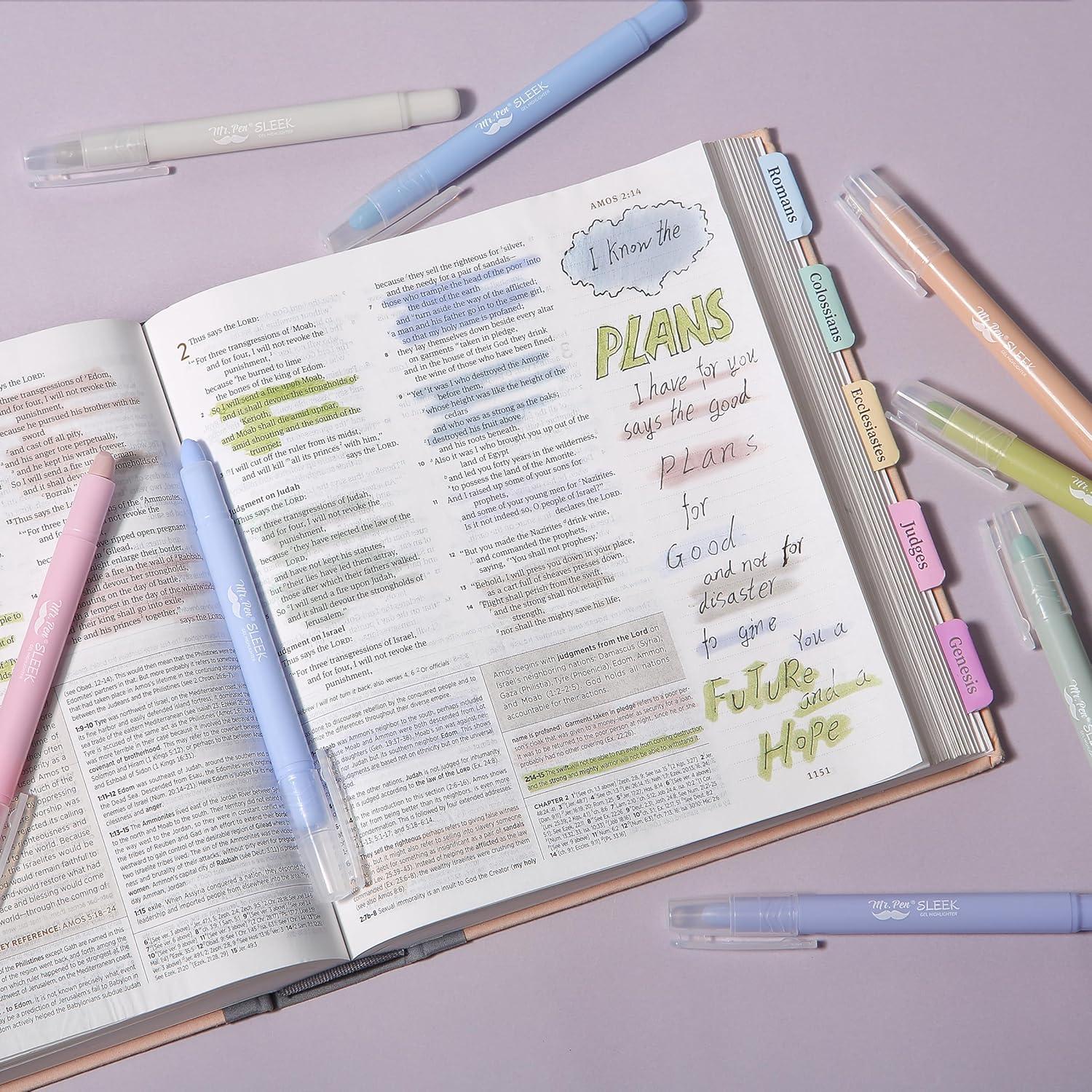 Mr. Pen- Gel Highlighters, 8 Pack, Morandi Colors, No Bleed Bible ...