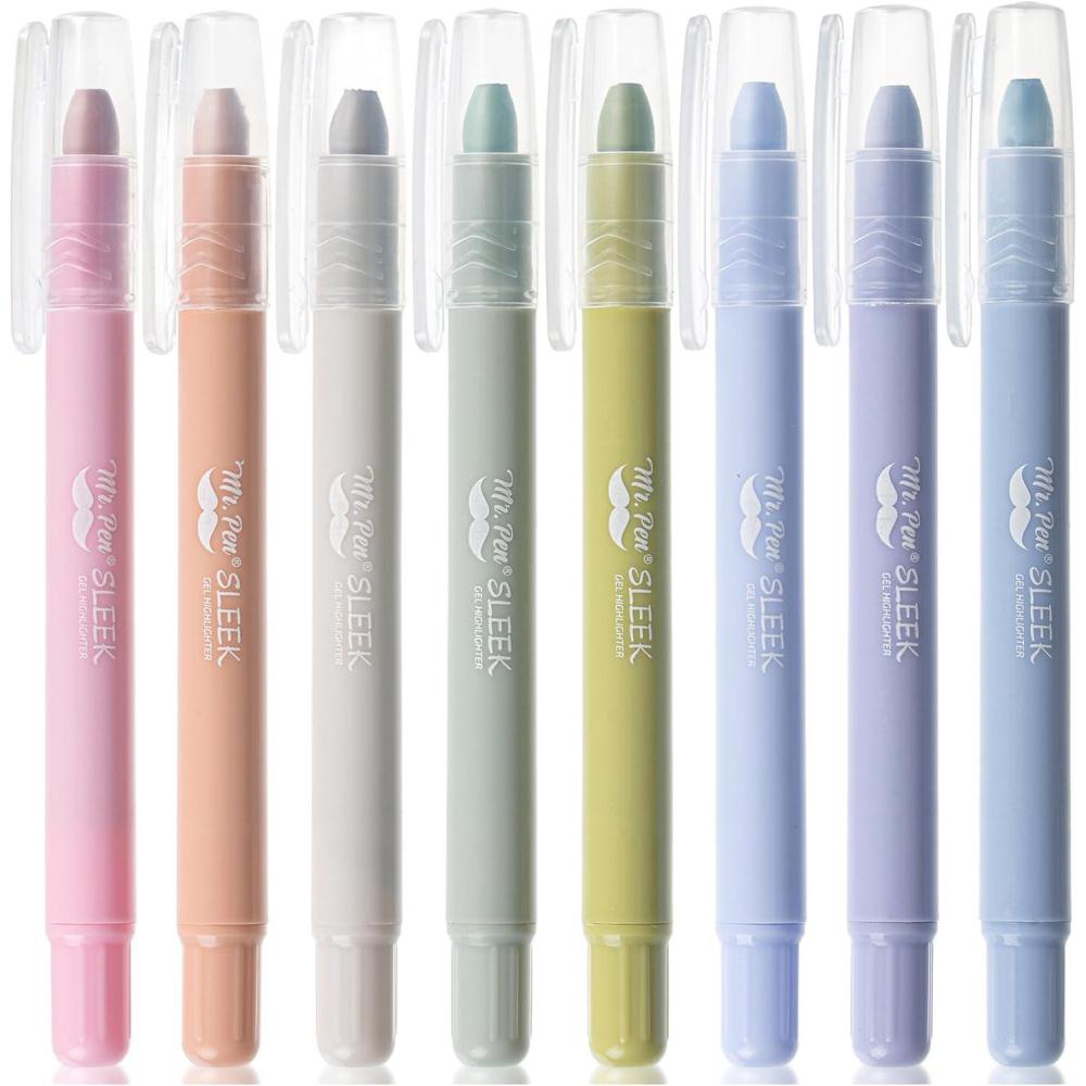 Mr. Pen- Gel Highlighters, 8 Pack, Morandi Colors, No Bleed Bible ...