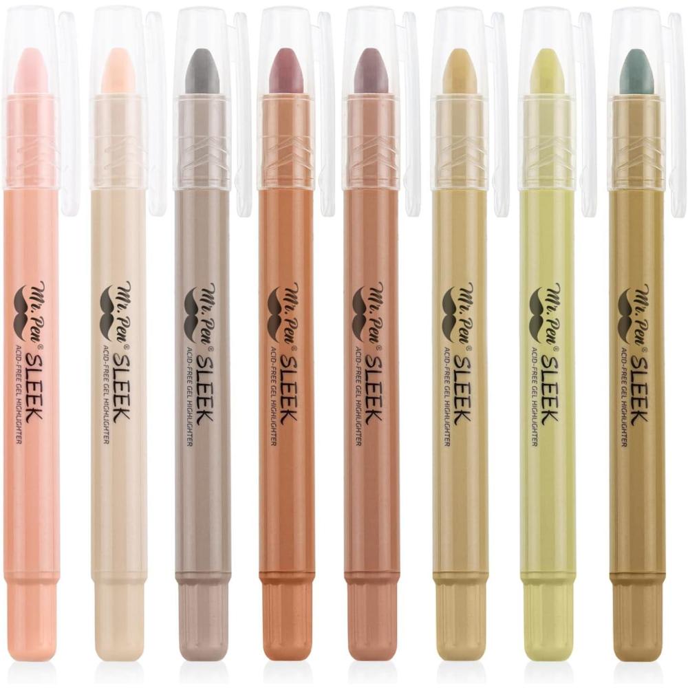 Mr. Pen- Gel Highlighters, 8 Pack, Morandi Colors, No Bleed Bible ...