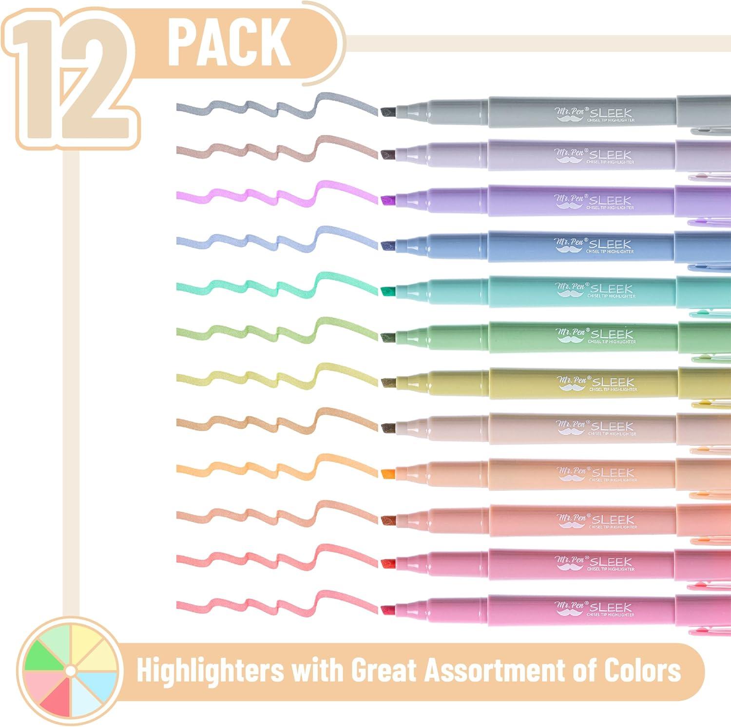 Mr. Pen- Pastel Highlighters, 12 Pack, Assorted Colors, Fast Dry ...