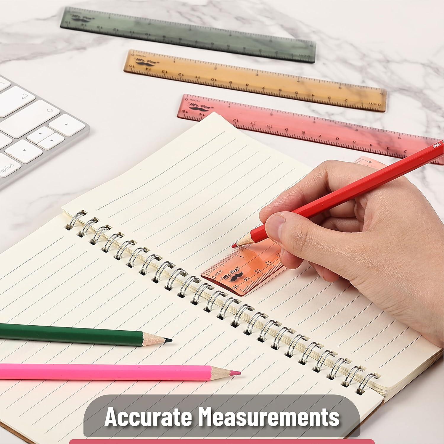 Mr. Pen- Plastic Rulers, 12 Inch, 6 Pack, Morandi Colors, Metric ...