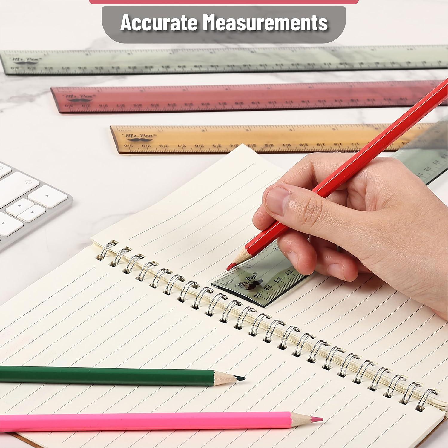 Mr. Pen- Plastic Rulers, 12 Inch, 6 Pack, Morandi Colors, Metric ...