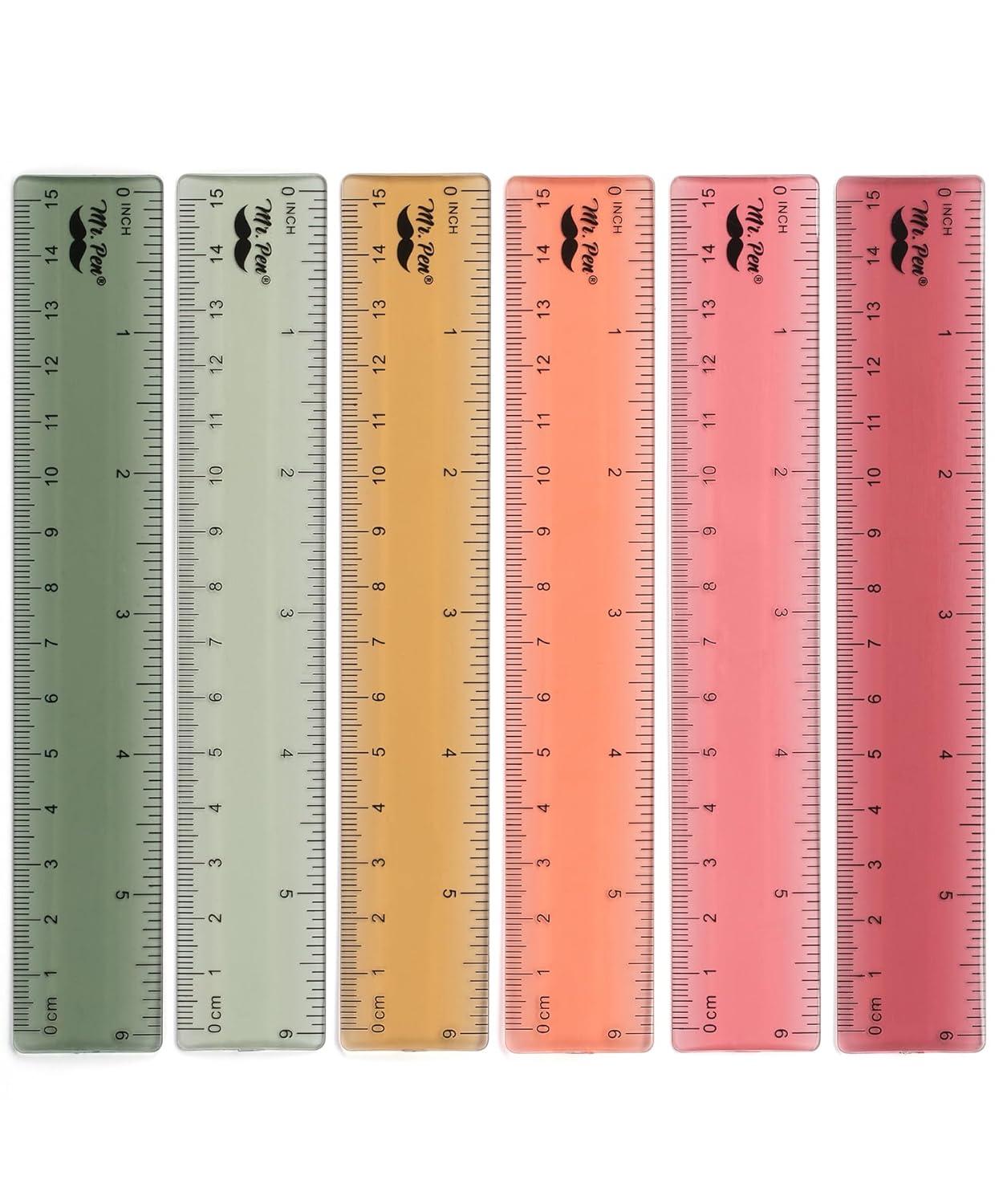Mr. Pen- Plastic Rulers, 12 Inch, 6 Pack, Morandi Colors, Metric ...
