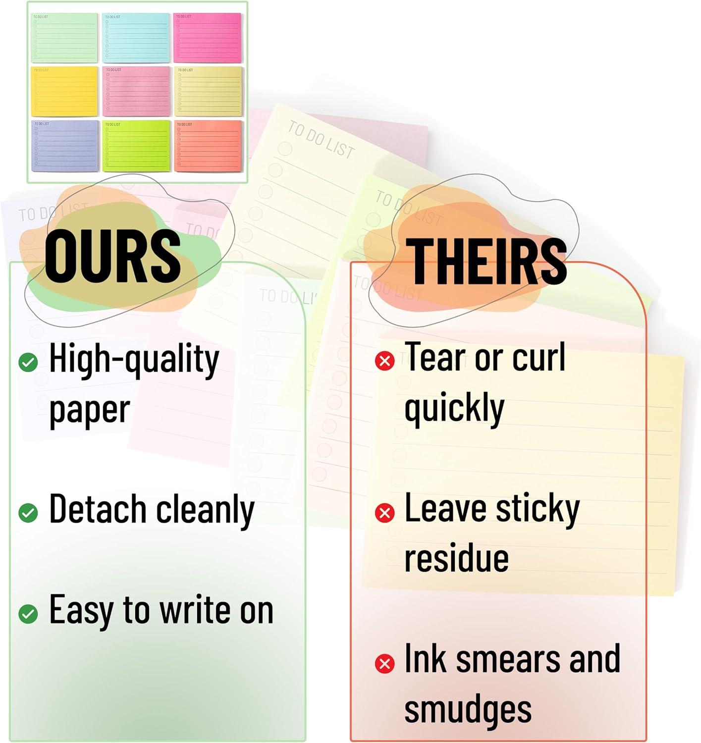 Mr. Pen- Assorted Color 4″x3″ Lined Sticky Notes, 360 Sheets, 9 Pads ...