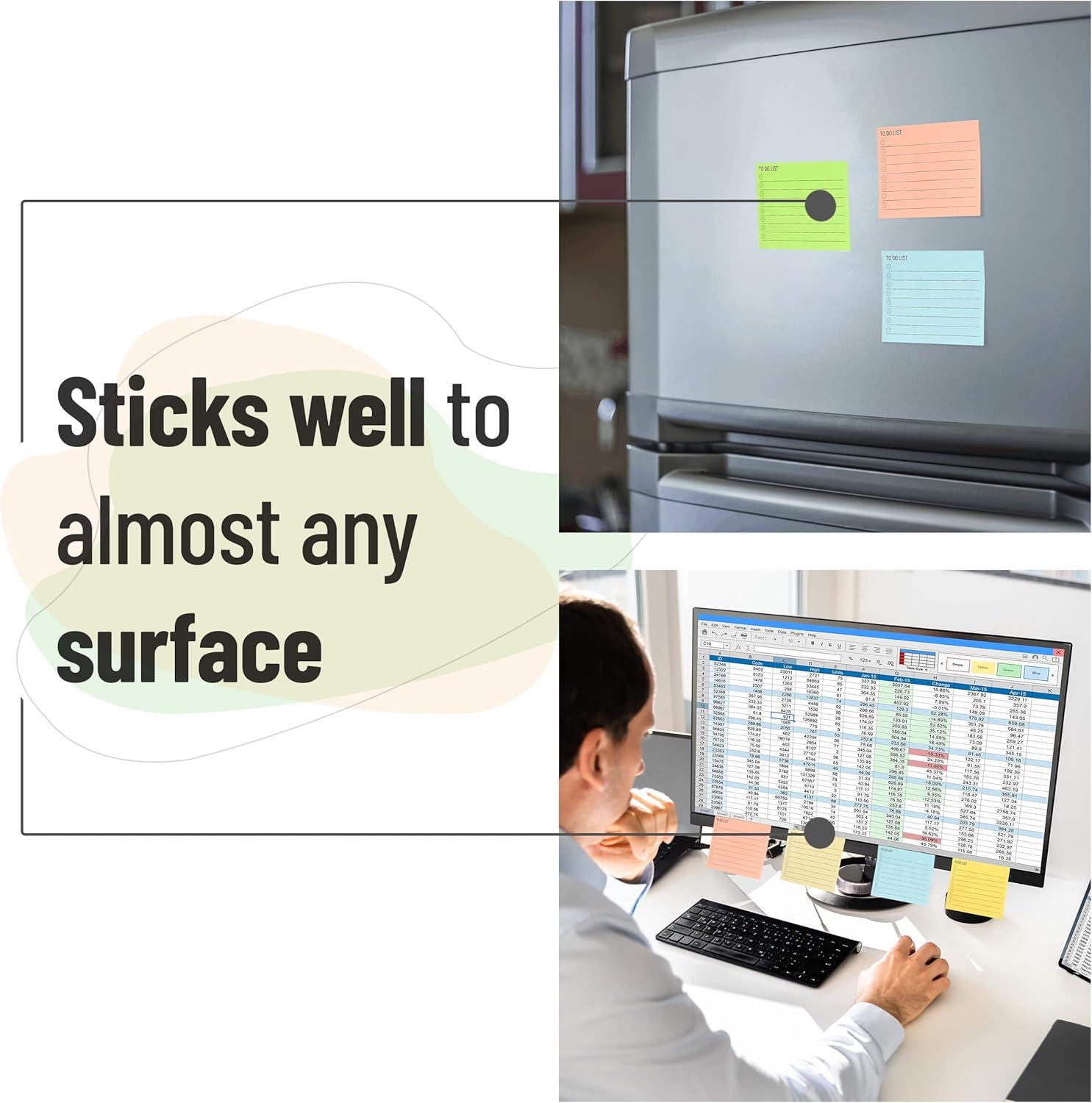 Mr. Pen- Assorted Color 4″x3″ Lined Sticky Notes, 360 Sheets, 9 Pads ...