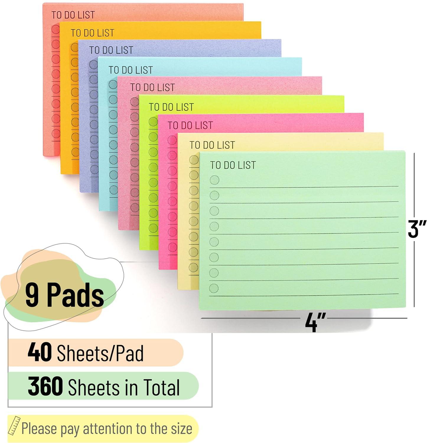 Mr. Pen- Assorted Color 4″x3″ Lined Sticky Notes, 360 Sheets, 9 Pads ...