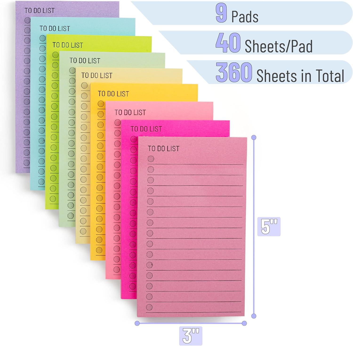 Mr. Pen- Assorted Color 4″x3″ Lined Sticky Notes, 360 Sheets, 9 Pads ...