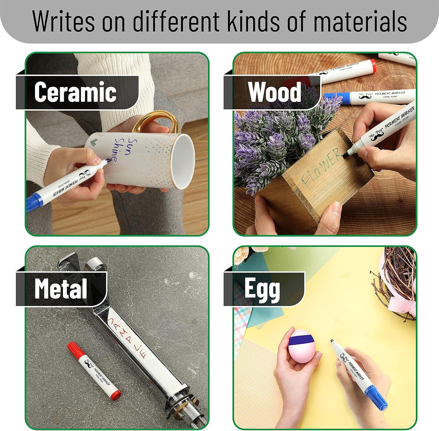 Mr. Pen- Permanent Markers, 8 Pack, Assorted Colors, Chisel Tip ...