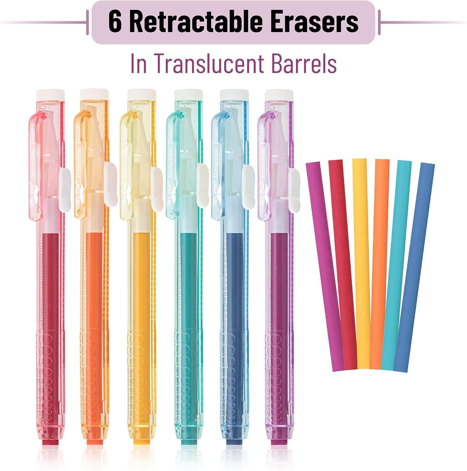 Mr. Pen- Retractable Mechanical Pencil Eraser, Pack of 6, Pastel Colors ...