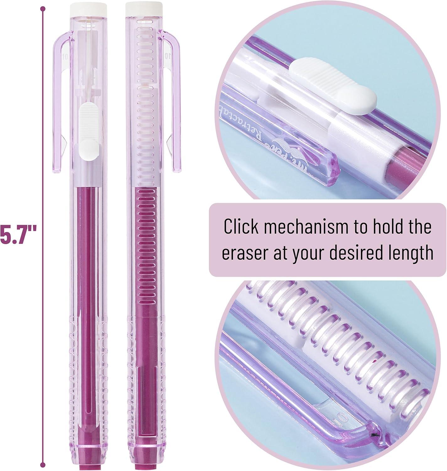 Mr. Pen- Retractable Mechanical Pencil Eraser, Pack of 6, Pastel Colors ...