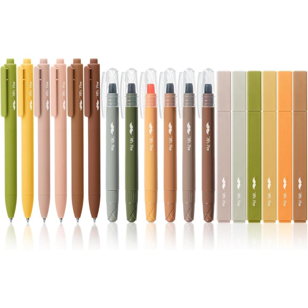 Mr. Pen Aesthetic Highlighters and Gel Pens, 18 Pack, Earth Tone and ...