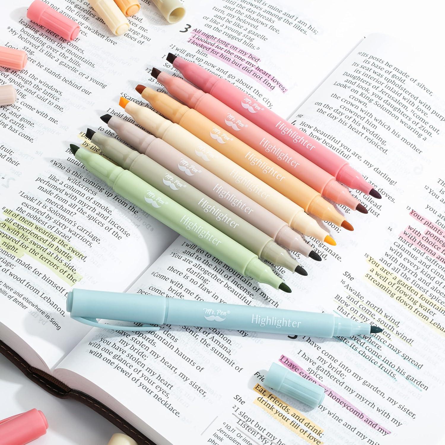 Mr. Pen- Dual Tip Highlighters, Vintage Colors, 8 Pack, Fine & Chisel ...