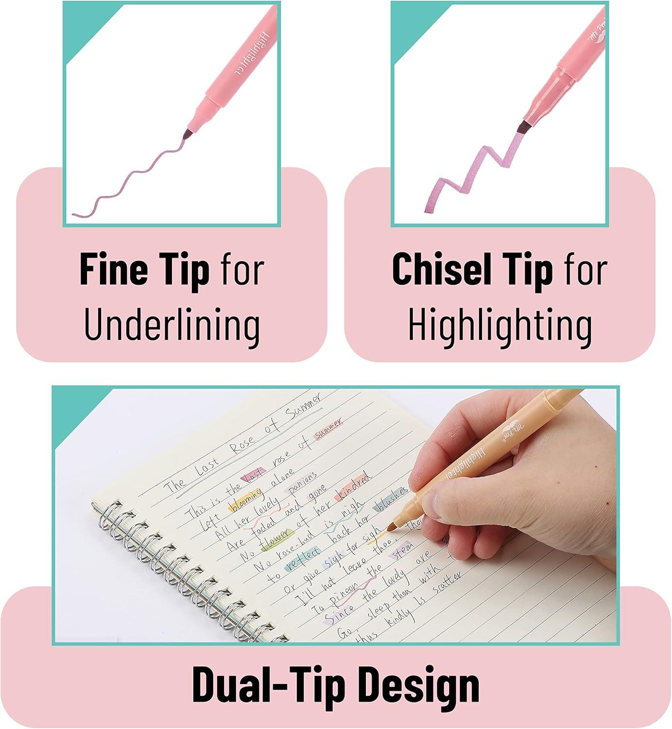 Mr. Pen- Dual Tip Highlighters, Vintage Colors, 8 Pack, Fine & Chisel Tip, Highlighter ...