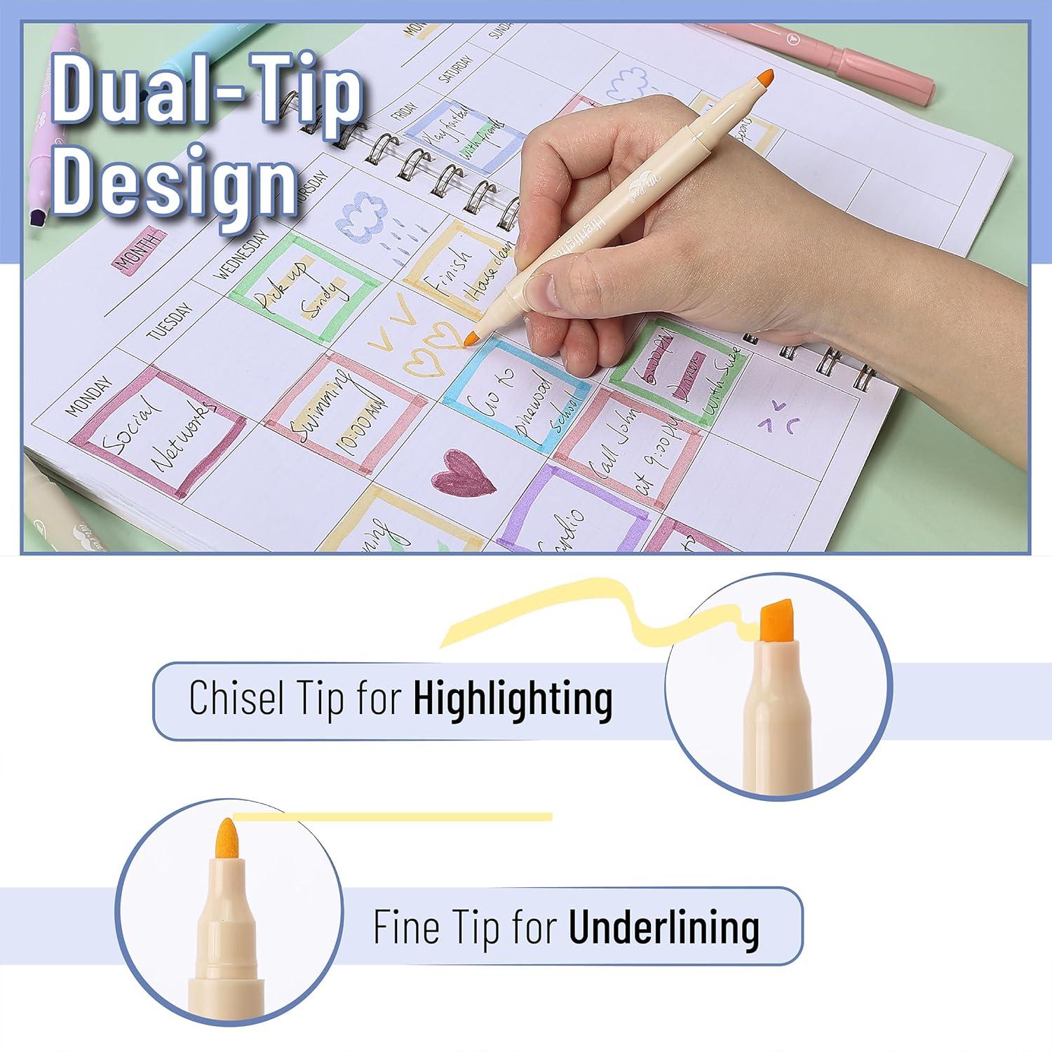 Mr. Pen- Dual Tip Highlighters, Vintage Colors, 8 Pack, Fine & Chisel ...