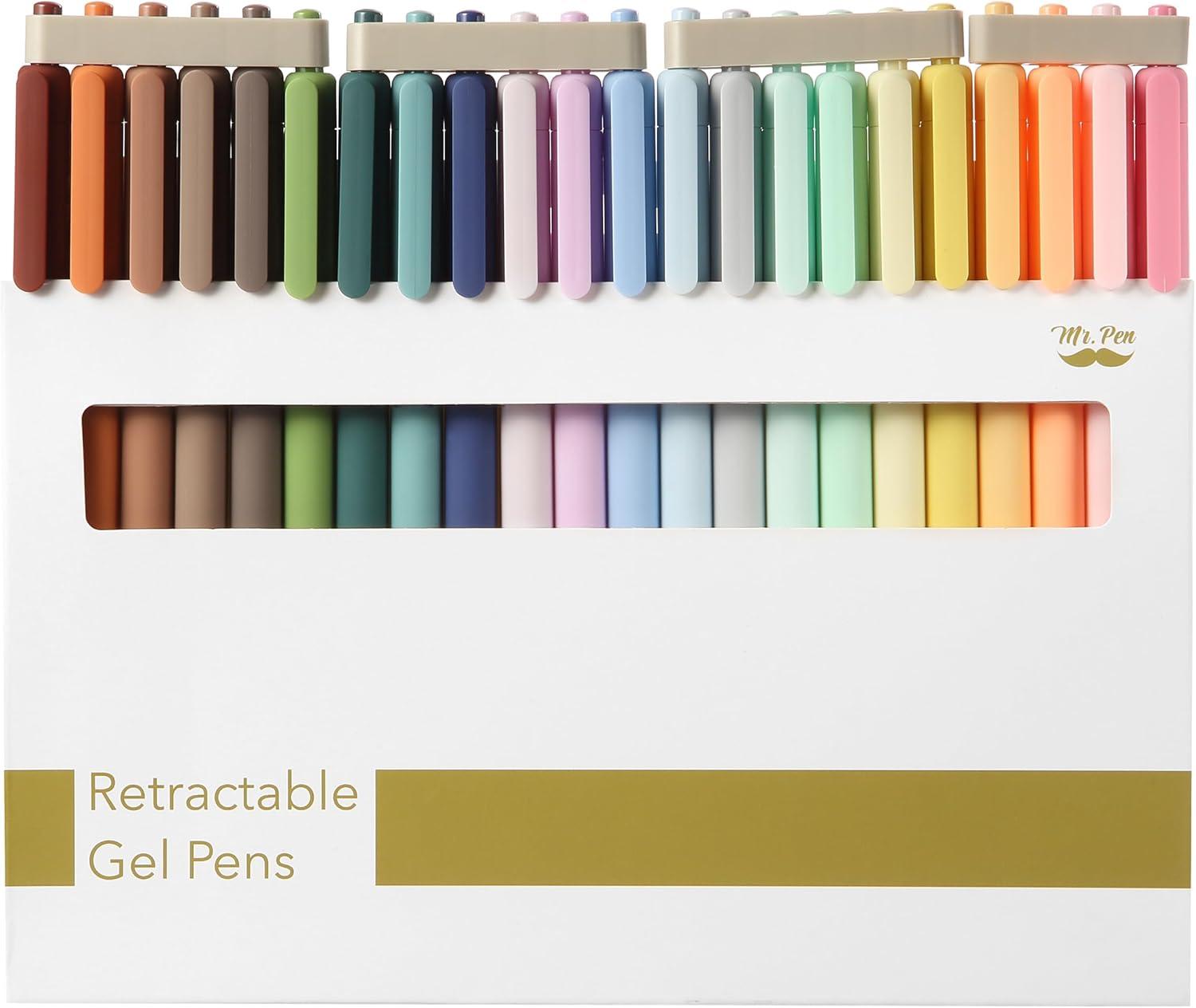 Mr. Pen- Retractable Gel Pens, 22 Pack, Color Ink Gel Pens Fine Point ...