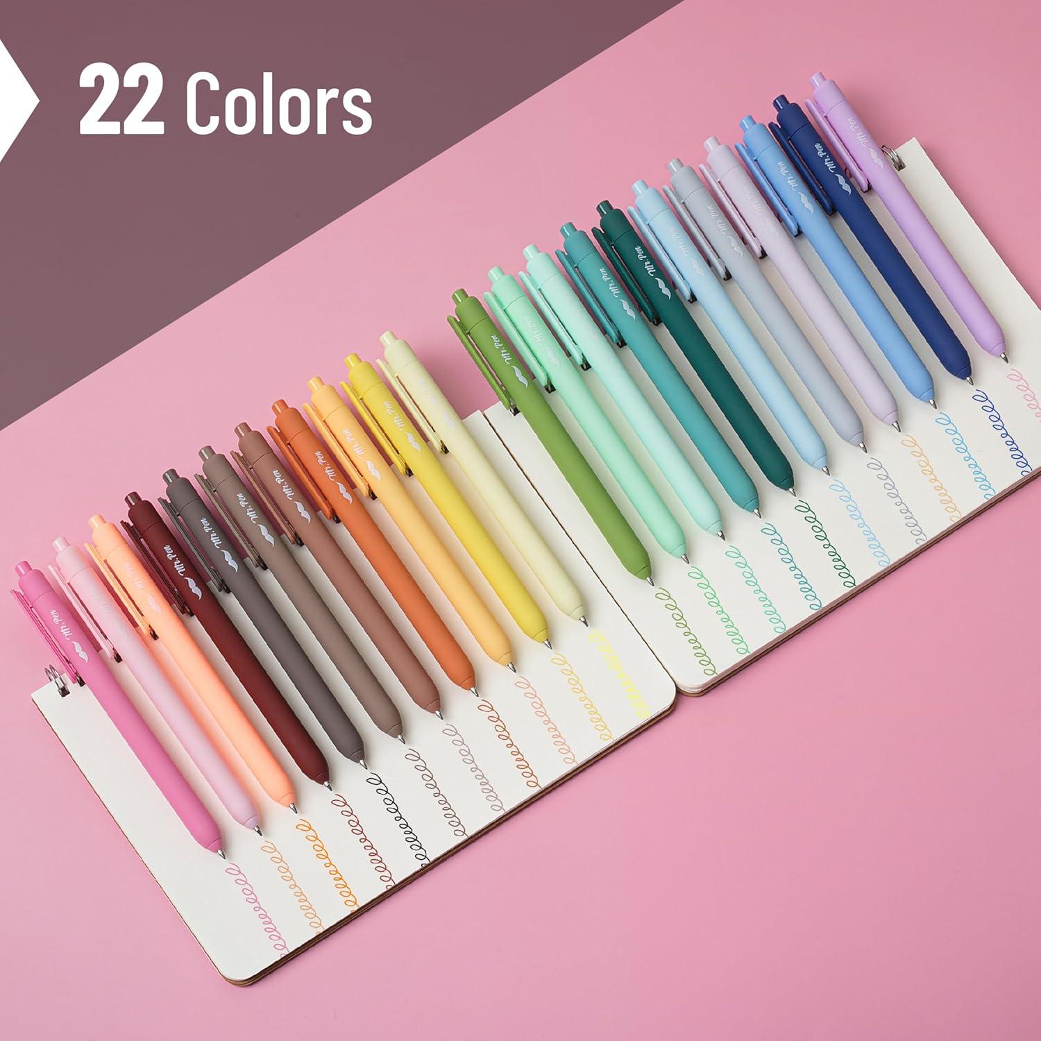 Mr. Pen- Retractable Gel Pens, 22 Pack, Color Ink Gel Pens Fine Point ...