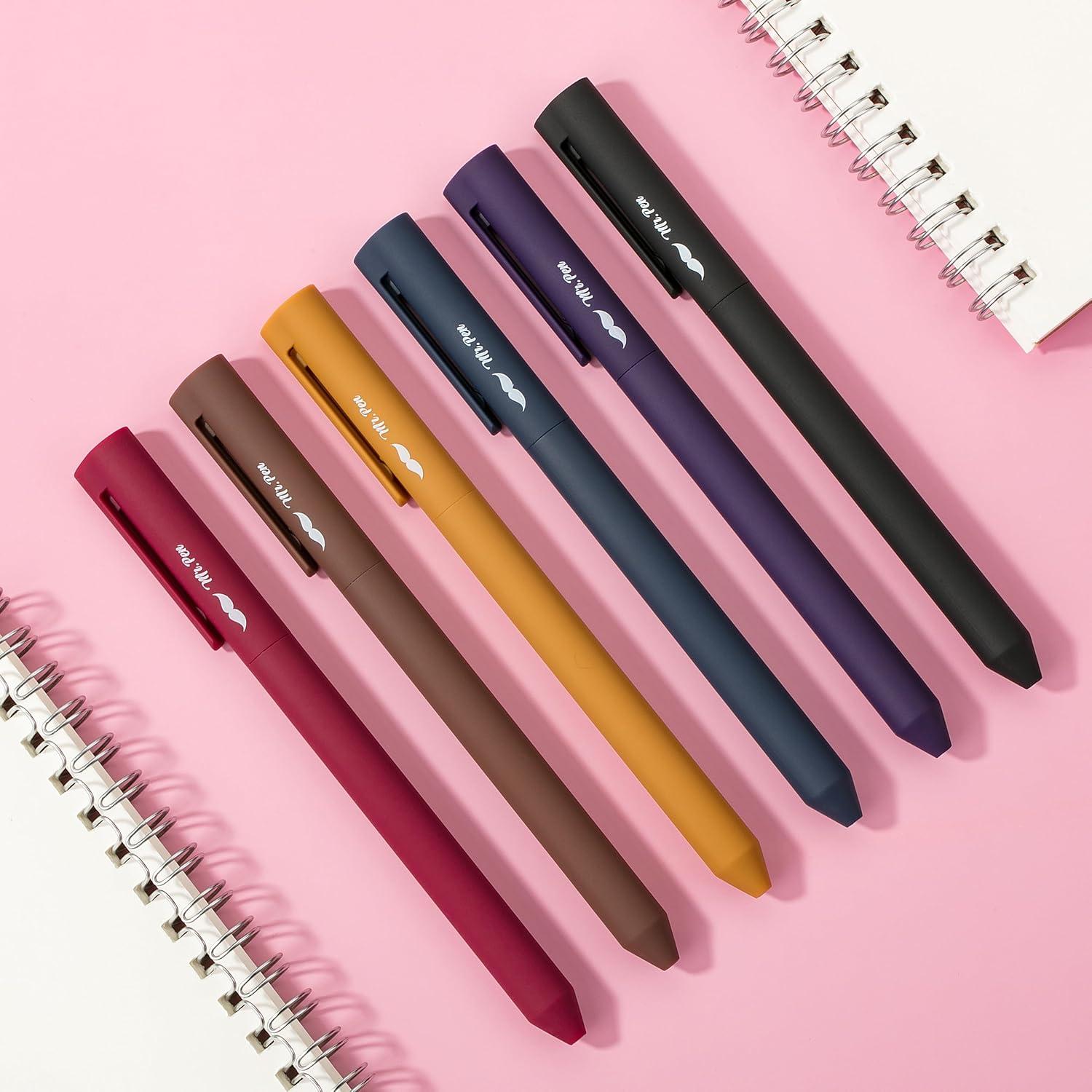 Mr. Pen Retractable Gel Pens, 6 Pack Vintage Colors, Fine Point Pens ...