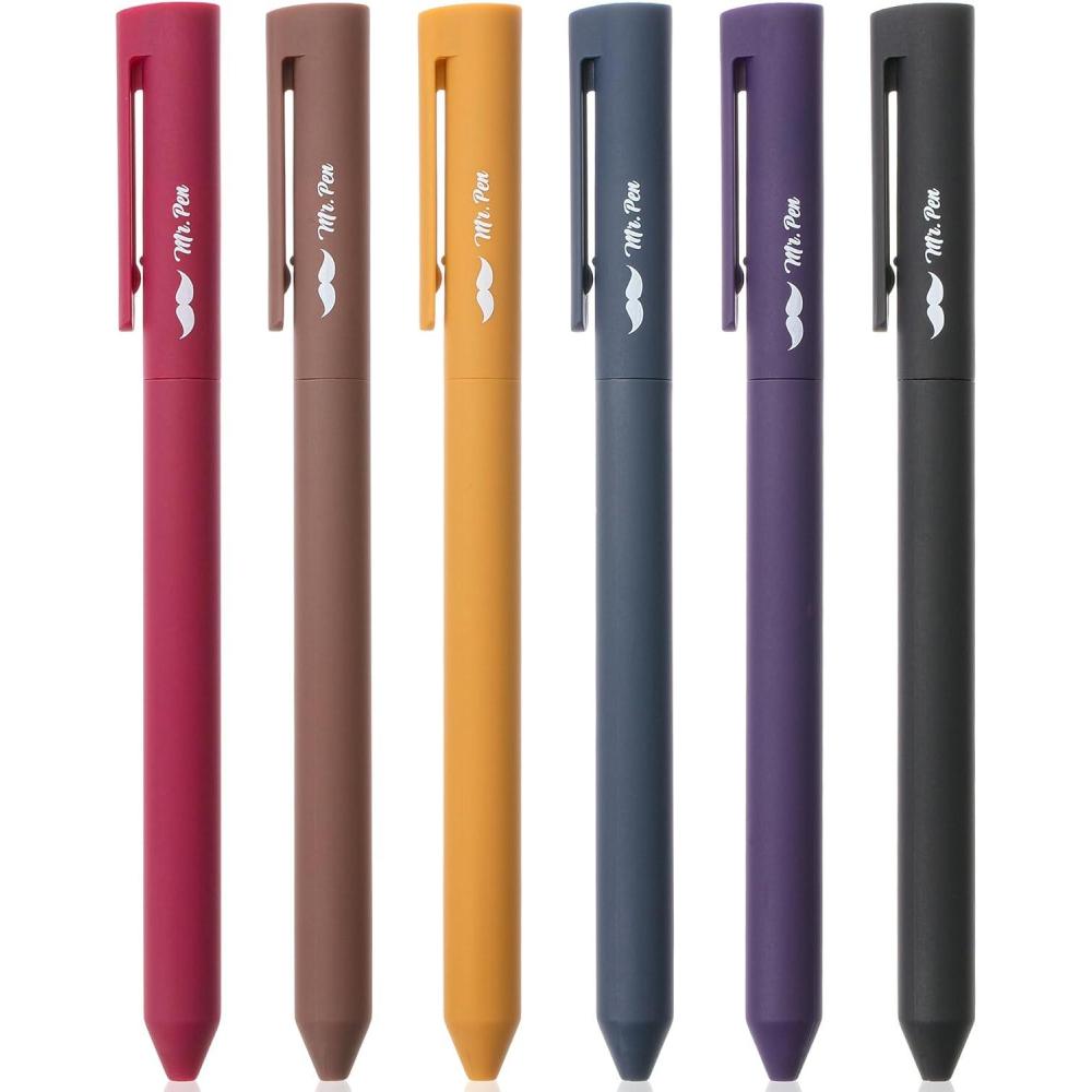 Mr. Pen Retractable Gel Pens, 6 Pack Vintage Colors, Fine Point Pens ...