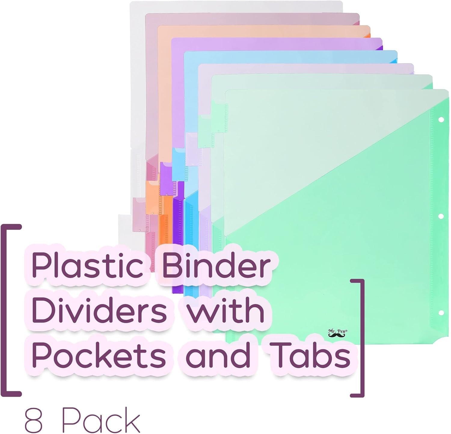 Mr. Pen- Binder Dividers with Pockets and Tabs, 8 Pack, Vintage Colors ...