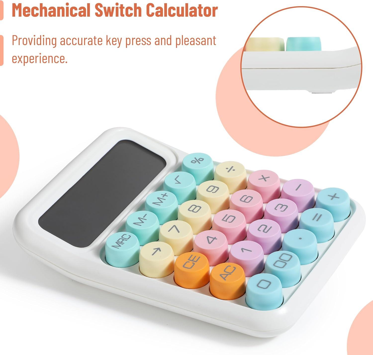 Mr. Pen- Mechanical Switch Calculator, 12Digits, Large LCD Display, Colorful Calculator Big ...