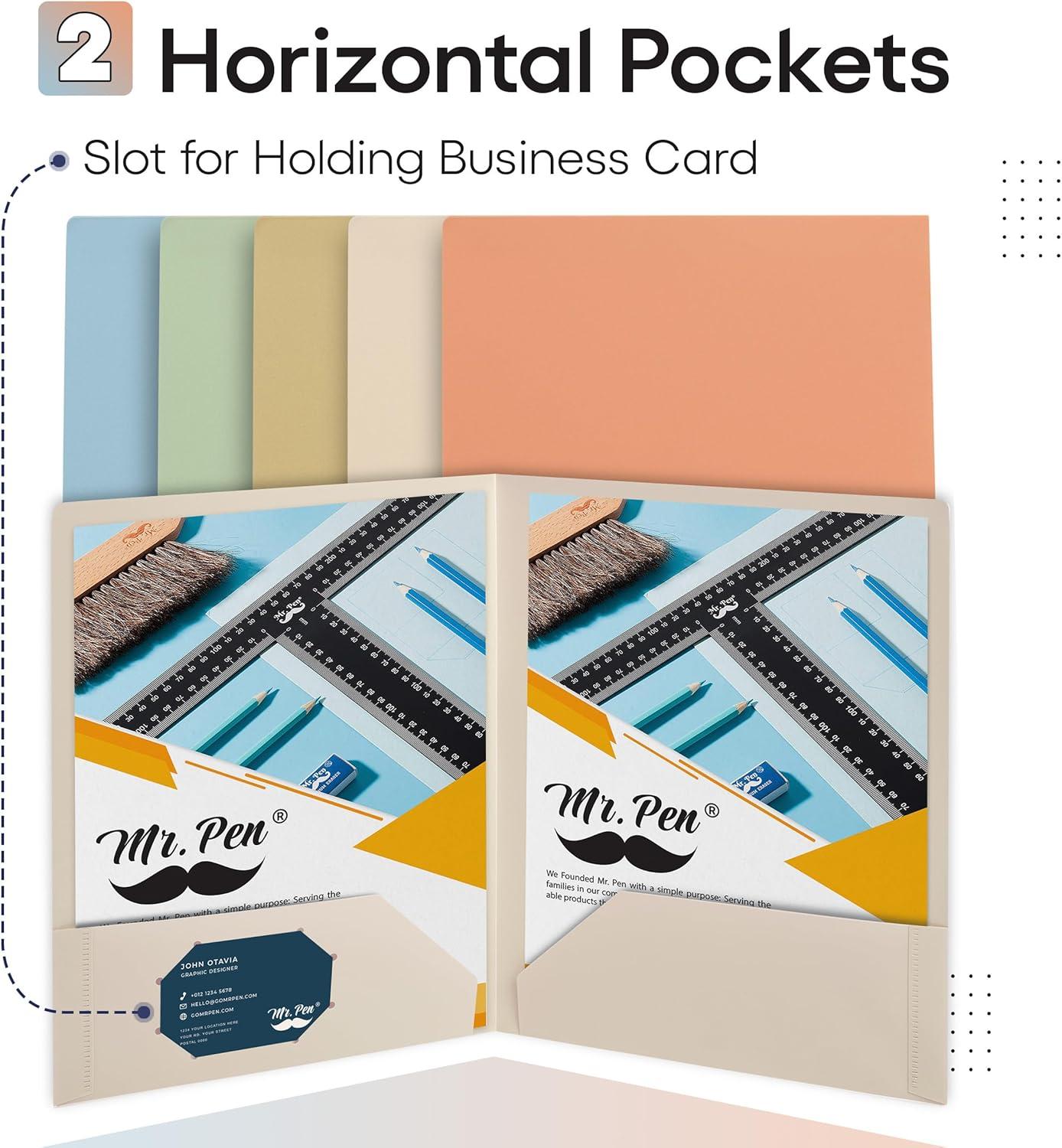 Mr. Pen- Plastic Folders with Pockets, 5 pcs, Creamy Serenity, 2 Pocket ...