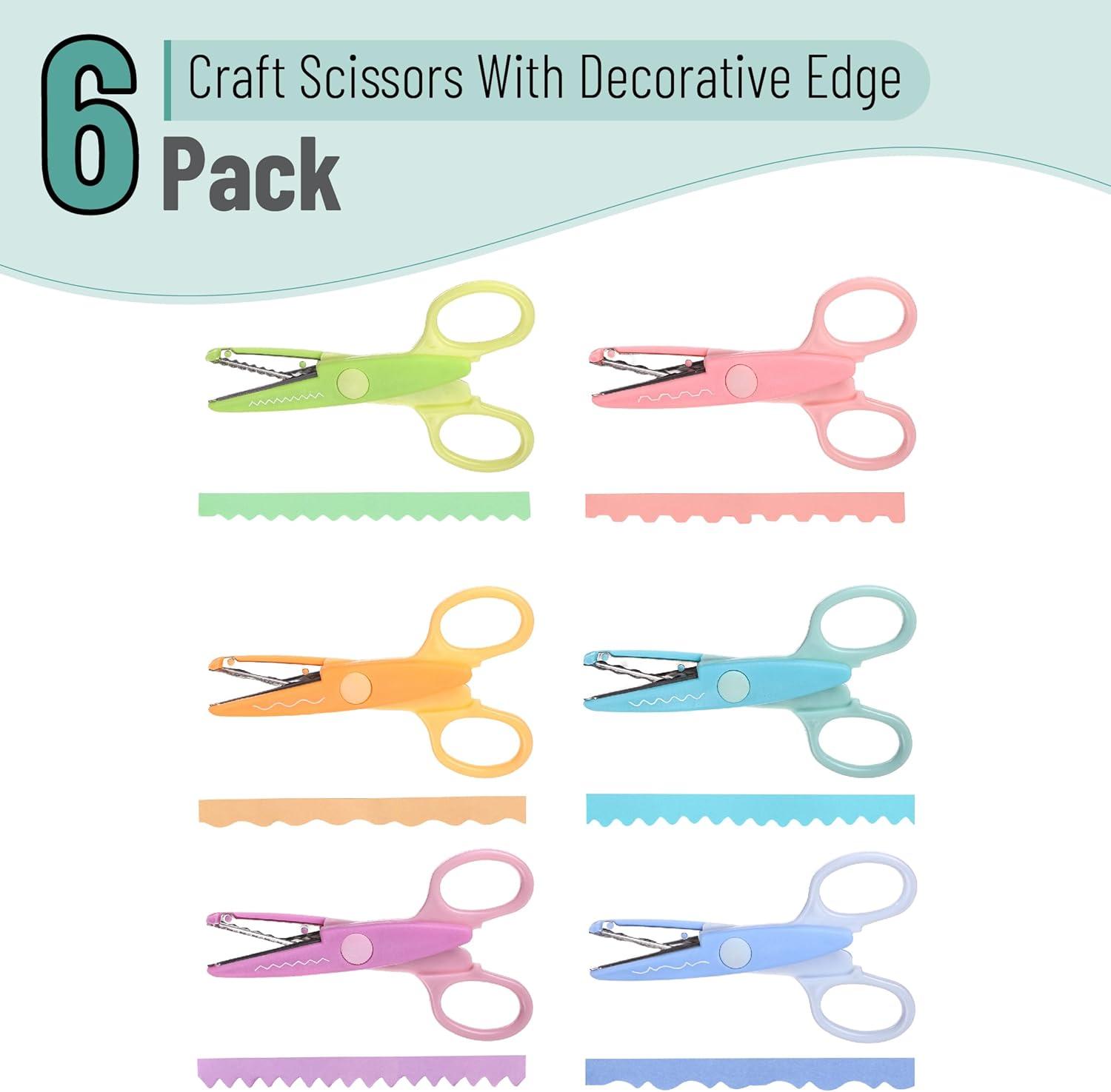 Mr. Pen- Craft Scissors Decorative Edge, 6 Pack, Spring Colors, Zig Zag ...