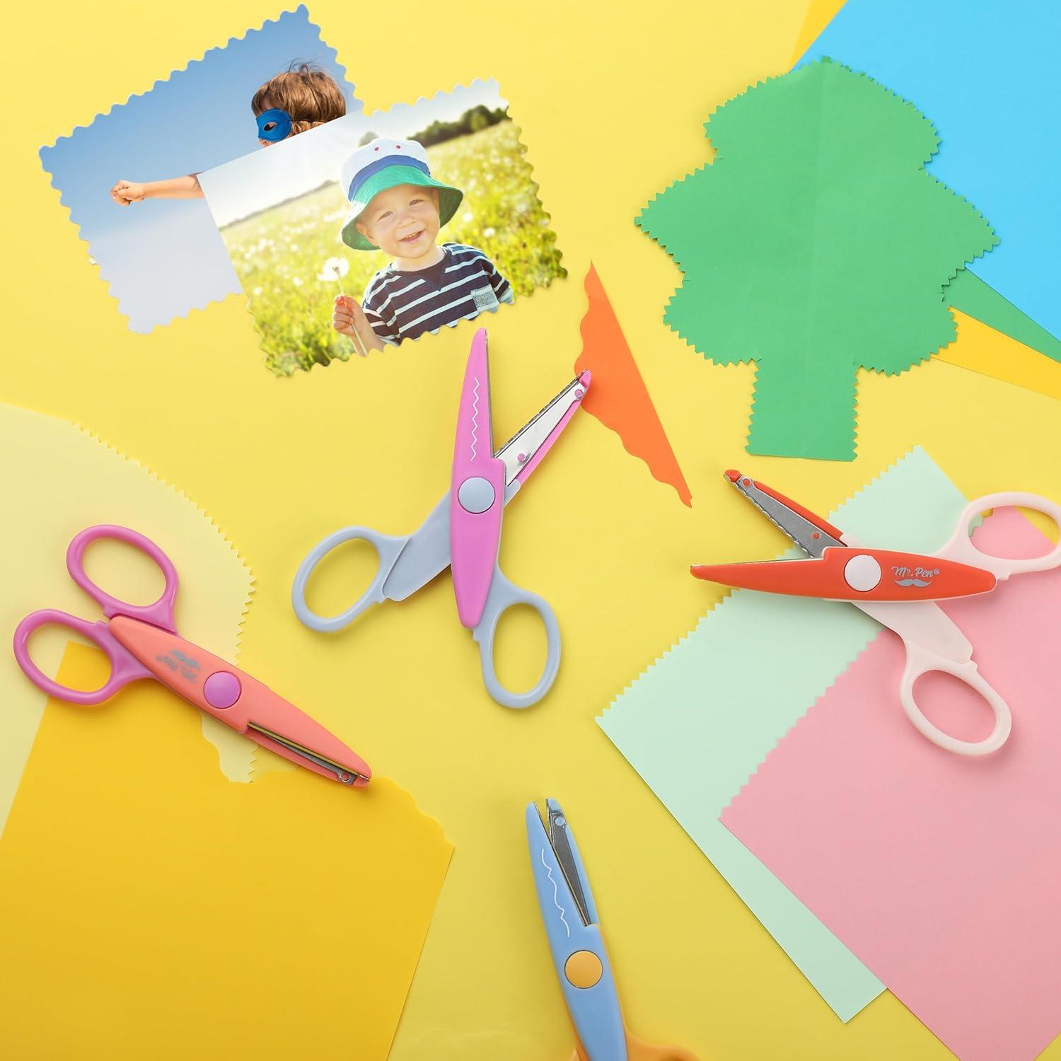 Mr. Pen- Craft Scissors Decorative Edge, 6 Pack, Spring Colors, Zig Zag ...