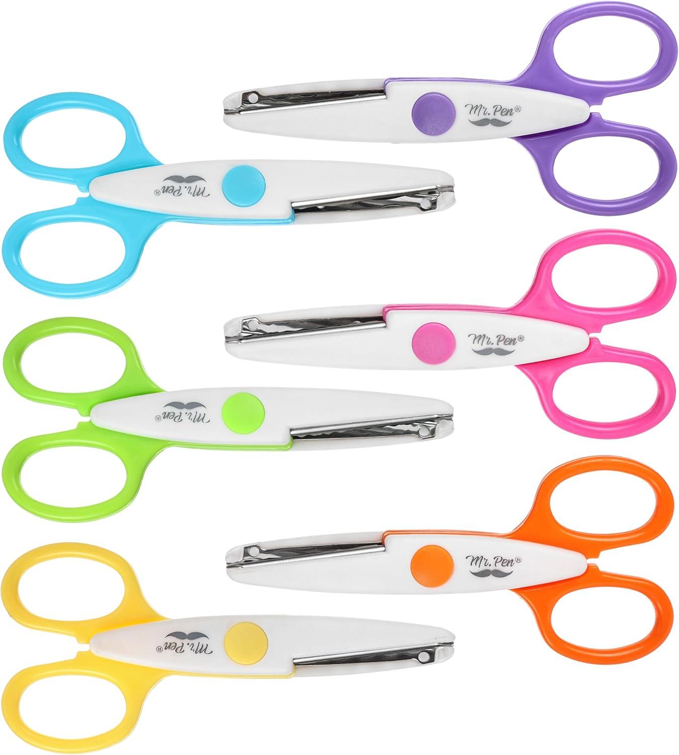 Mr. Pen- Craft Scissors Decorative Edge, 6 Pack, Spring Colors, Zig Zag ...